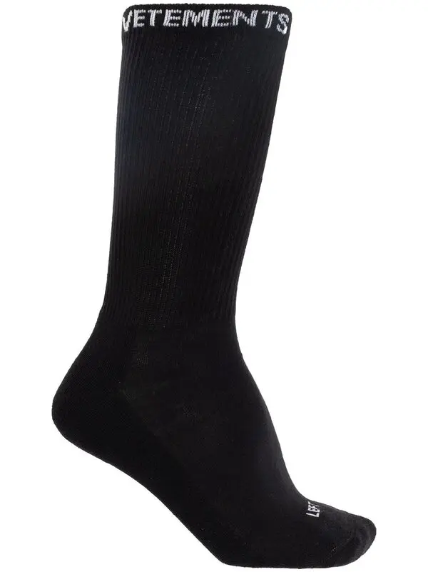 Vetements Logo Intarsia Socks - Black