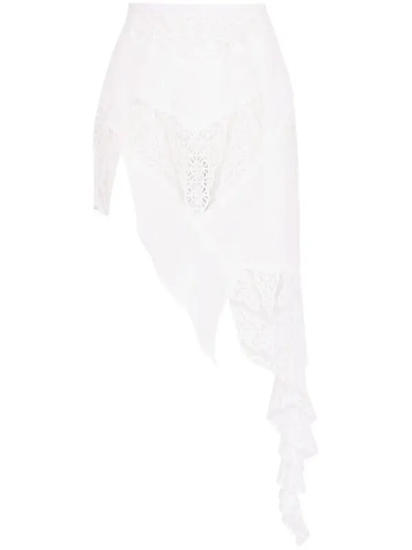 AMIR SLAMA Asymmetric Lace Skirt - White