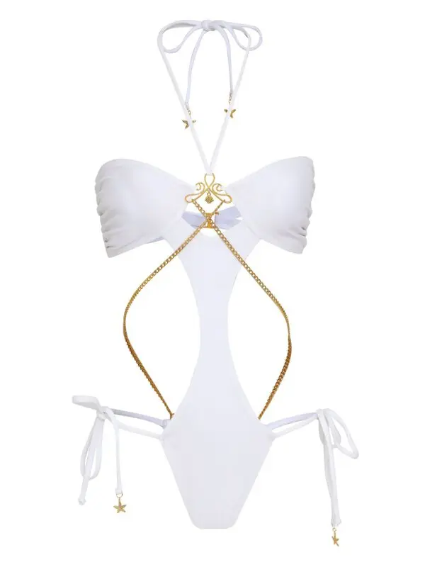 AMIR SLAMA Chain-link Detail Swimsuit - White