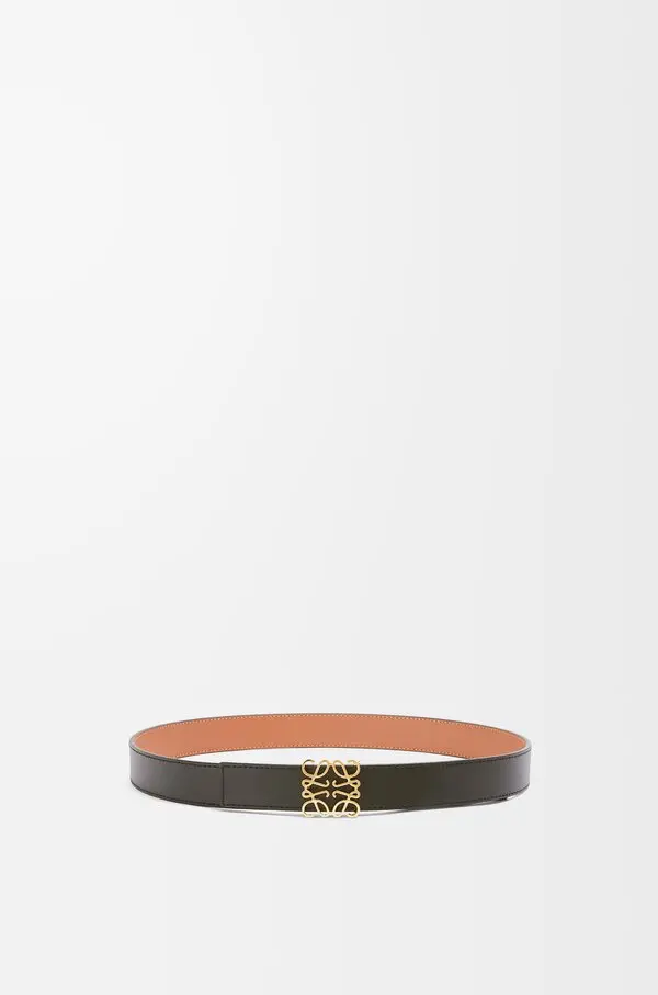 Loewe Reversible Anagram Belt - Tan/black/gold