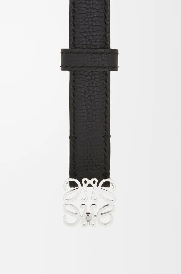 Loewe Anagram Pebble Grain Leather Belt - Black/palladium