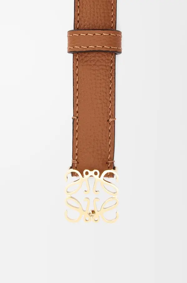 Loewe Anagram Pebble Grain Leather Belt - Tan/gold