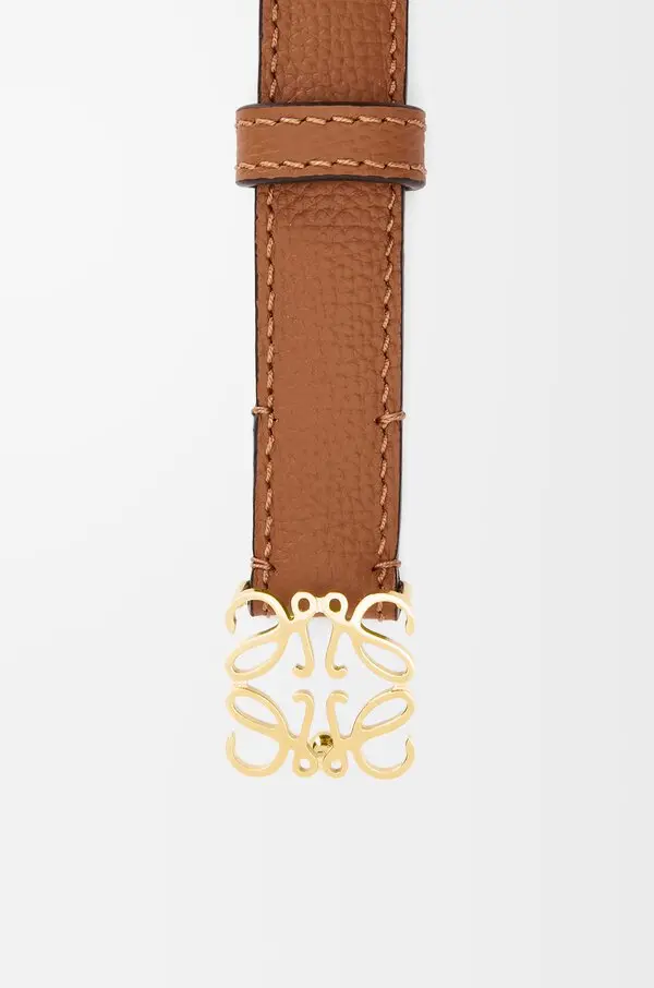 Loewe Anagram Pebble Grain Leather Belt - Tan/gold