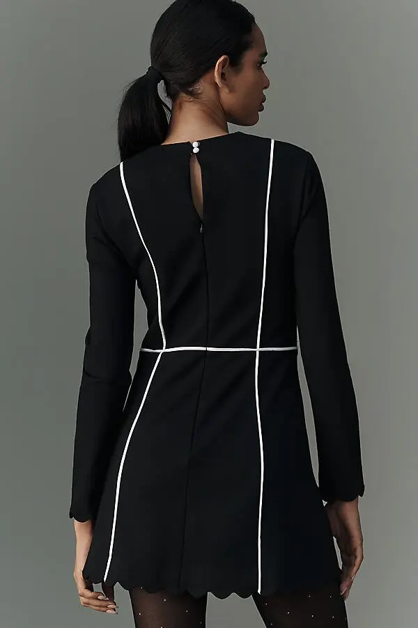 black square neck mini dress long sleeve Princess Polly Women's Vinelle Sequin Long Sleeve Velvet Minidress - Black main image 0