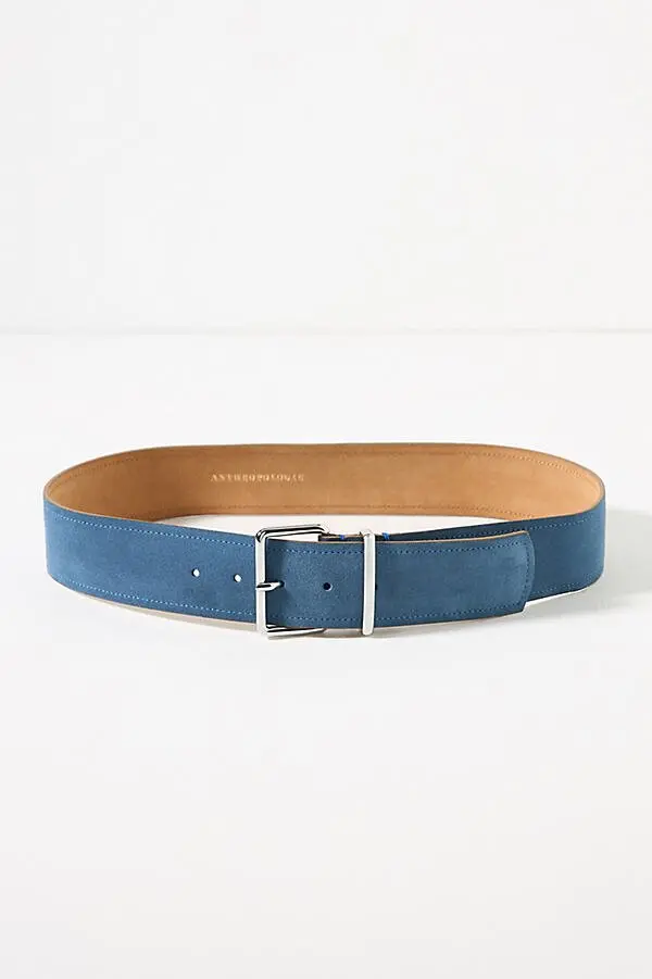 Anthropologie Square-buckle Suede Belt - Baltic