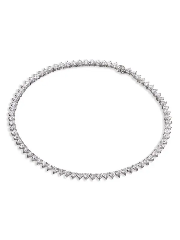 ANABELA CHAN 18kt White Gold Eternity Heart Diamond Necklace - Silver