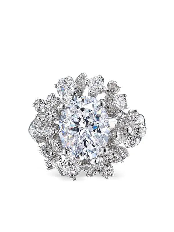ANABELA CHAN 18kt White Gold Posy Diamond Ring - Silver