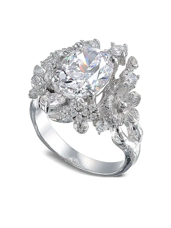 ANABELA CHAN 18kt White Gold Posy Diamond Ring - Silver