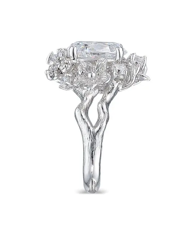 ANABELA CHAN 18kt White Gold Posy Diamond Ring - Silver