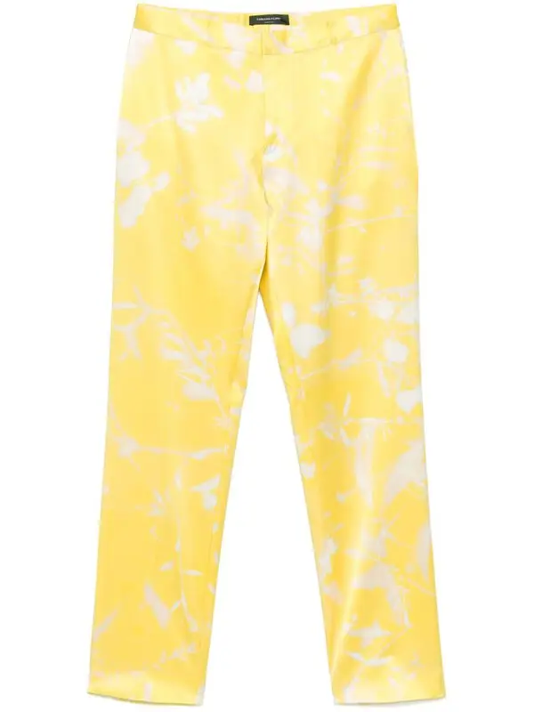 Fabiana Filippi Silk Leaf Print Trousers - Yellow