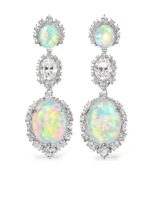 ANABELA CHAN 18kt White Gold Sky Opal Drop Earrings - Silver