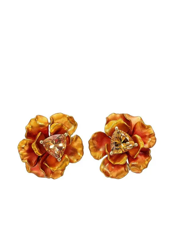 ANABELA CHAN 18kt Yellow Magma Rose Stud Earrings - Gold