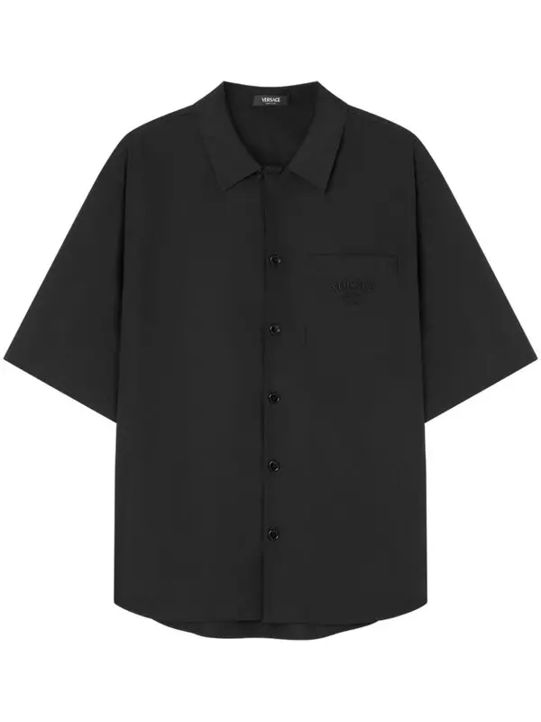 Versace Medusa Chains Embroidered Shirt - Black
