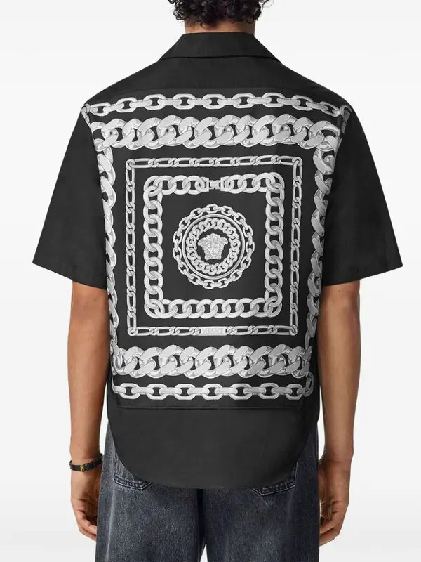 Versace Medusa Chains Embroidered Shirt - Black