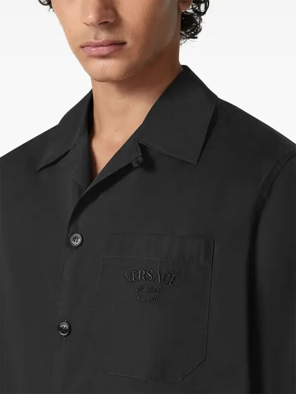 Versace Medusa Chains Embroidered Shirt - Black