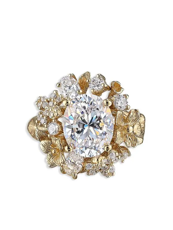 ANABELA CHAN 18kt Yellow Vermeil Golden Posy Diamond Ring - Gold