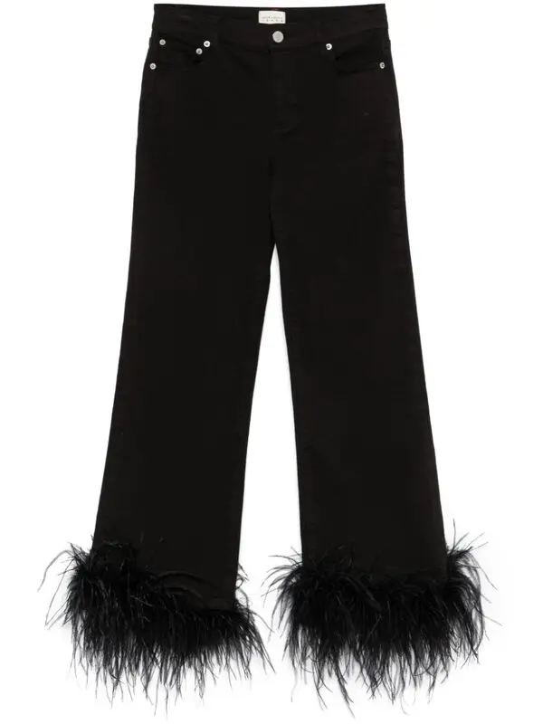 Alice + Olivia Feather-trim Jeans - Black
