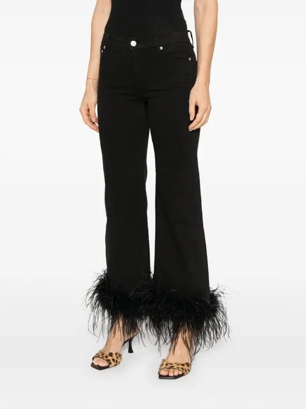 Alice + Olivia Feather-trim Jeans