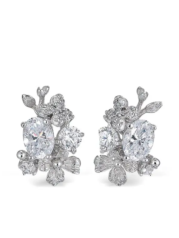 ANABELA CHAN 18kt White Gold Vermeil Posy Stud Earrings - Silver