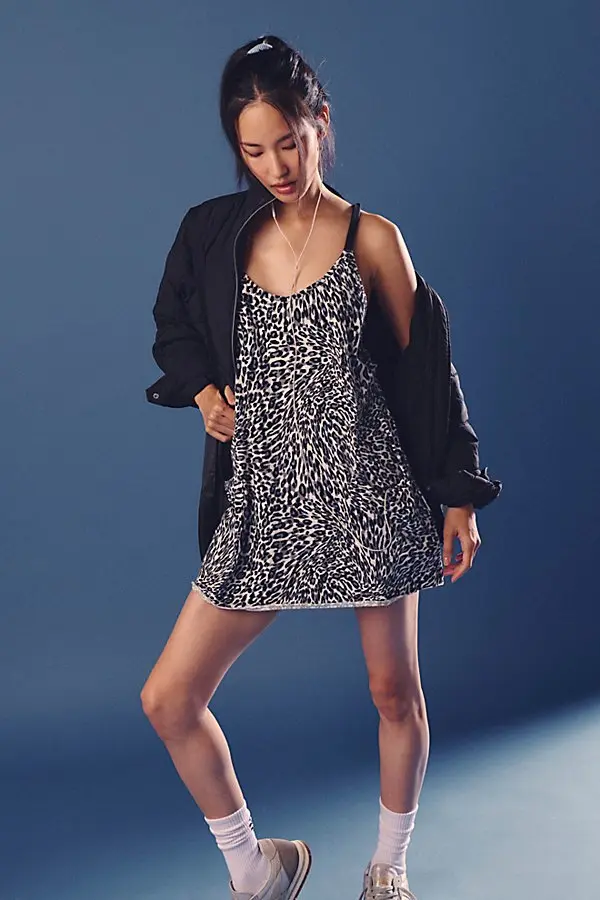Free People Hot Shot Printed Mini Dress - Leopard Combo