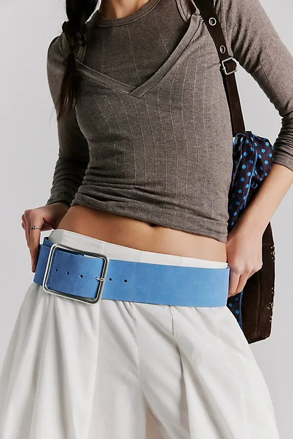 Free People Suede Hip Belt - Cornflower