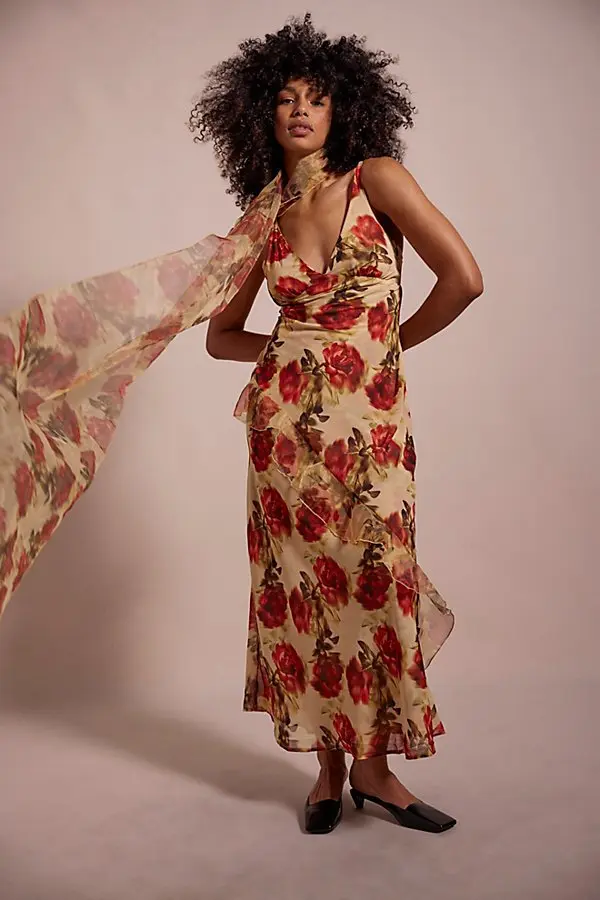 For Love & Lemons Floral Stems Maxi Dress - Yellow | Editorialist