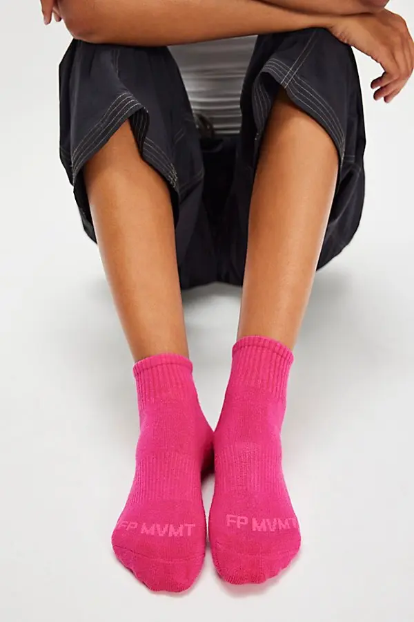 Free People Old Faithful Solid Ankle Socks - Fuchsia Flirt