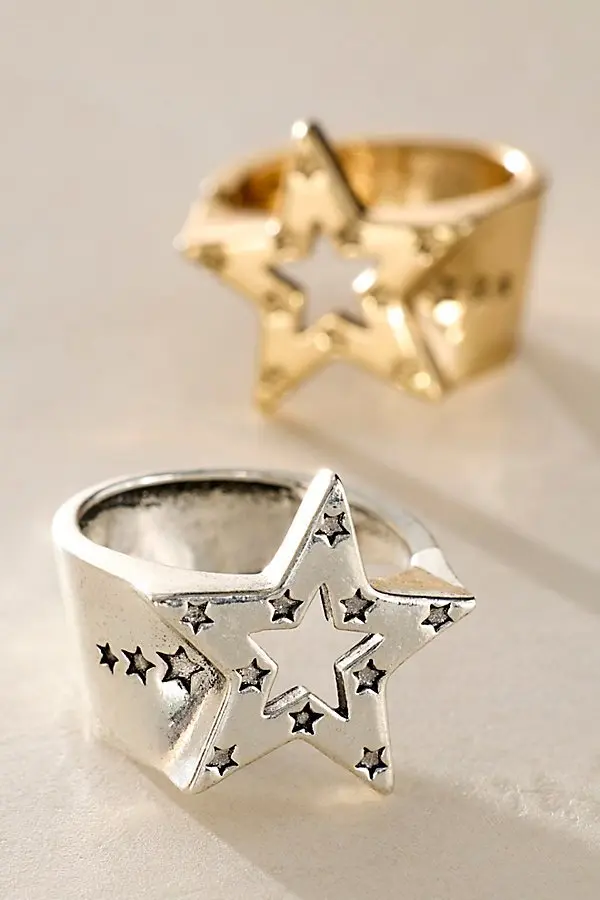 Free People Starry Sky Fashion Ring - Aged Silver