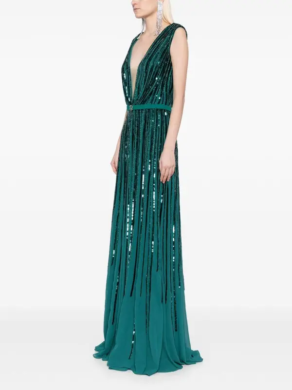 SAIID KOBEISY Sequin Maxi Dress - Green