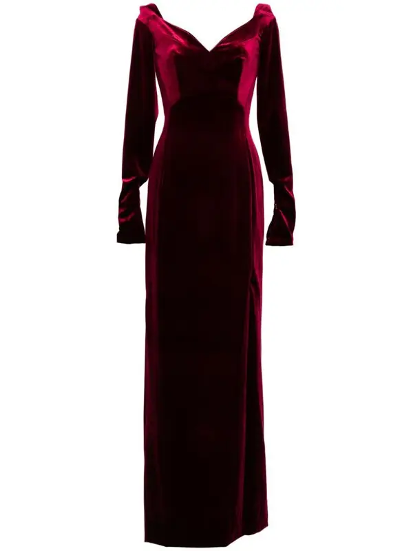 SAIID KOBEISY Velvet Fitted Gown