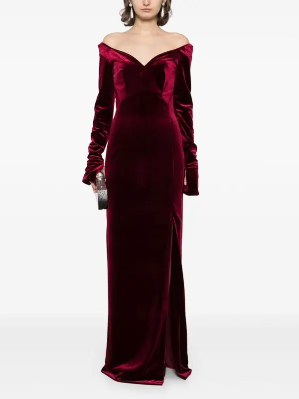 SAIID KOBEISY Velvet Fitted Gown