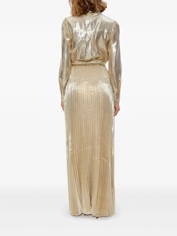 Self-Portrait Lurex Maxi Dress - Gold | Editorialist