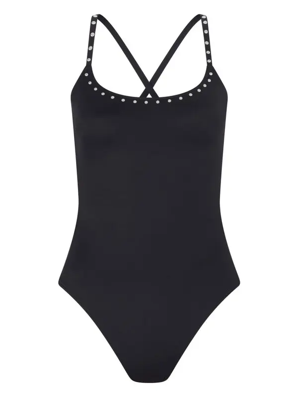LET'S SWIM Studded One-piece Swimsuit - Black