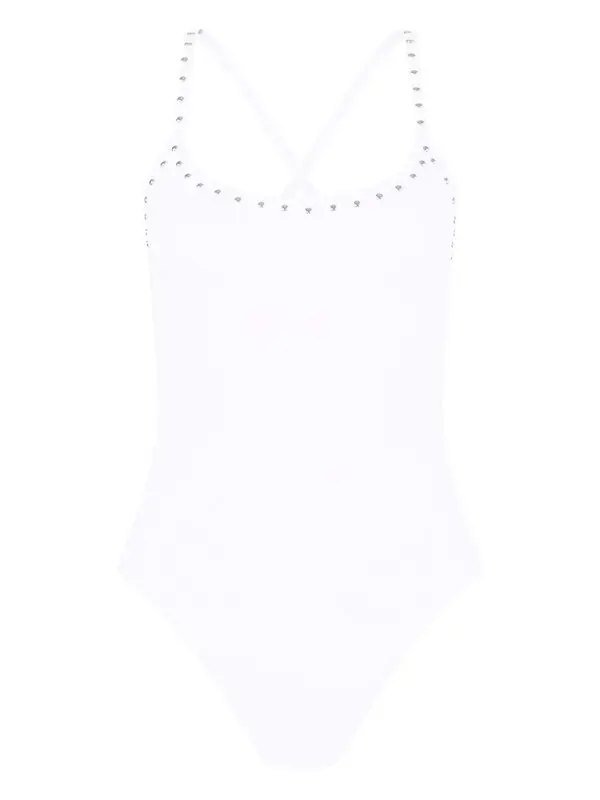 LET'S SWIM Studded One-piece Swimsuit - White