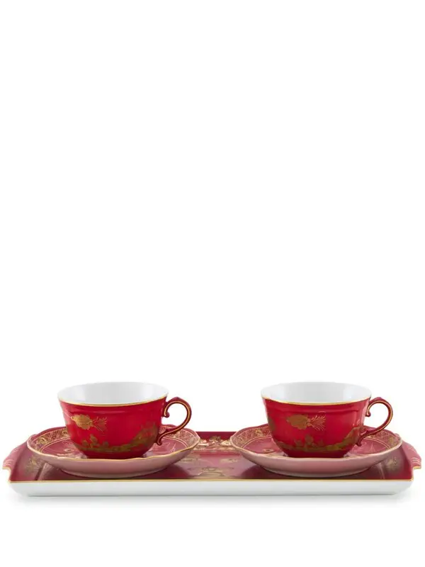 GINORI 1735 Oriente Rubrum Tea Service - Red