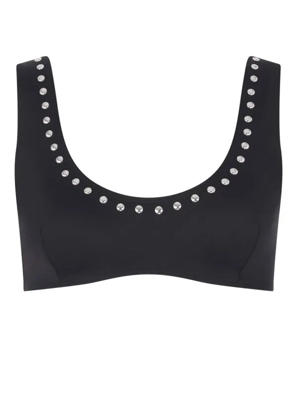 LET'S SWIM Studded Bikini Top - Black
