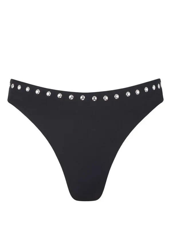 LET'S SWIM Studded Bikini Bottom - Black