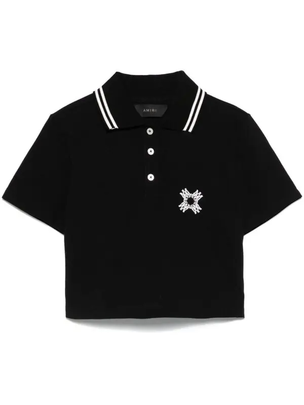 Amiri Ma Quad Cropped Polo Top - Black