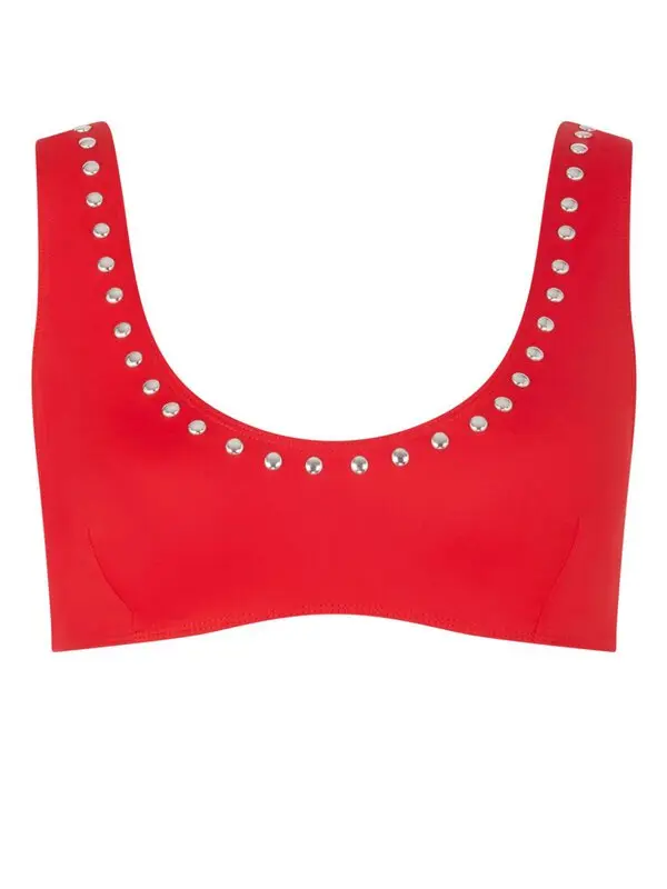 LET'S SWIM Studded Bikini Top - Red