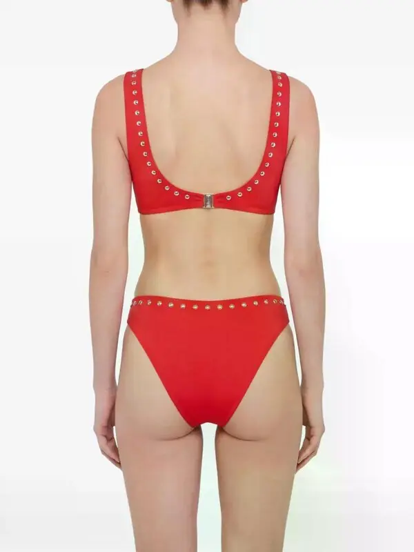 LET'S SWIM Studded Bikini Top - Red