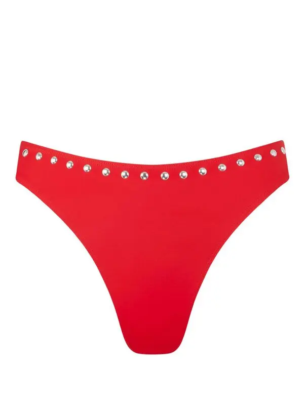 LET'S SWIM Studded Bikini Bottoms - Red