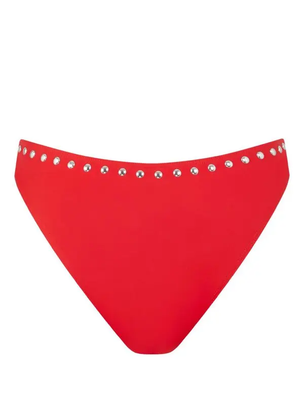 LET'S SWIM Studded Bikini Bottoms - Red