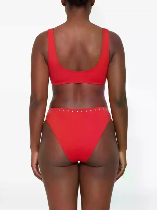 LET'S SWIM Studded Bikini Bottoms - Red