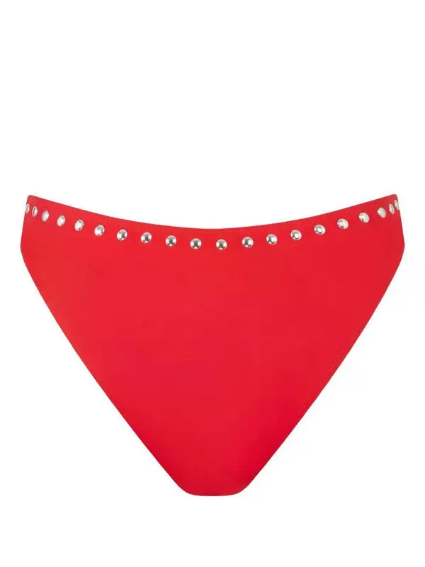 LET'S SWIM Studded Bikini Bottoms - Red