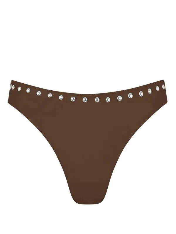 LET'S SWIM Studded Bikini Bottoms - Brown