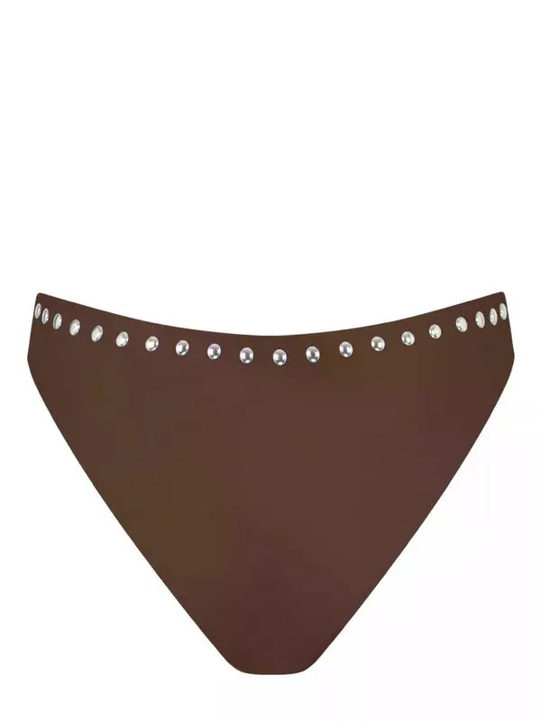 LET'S SWIM Studded Bikini Bottoms - Brown
