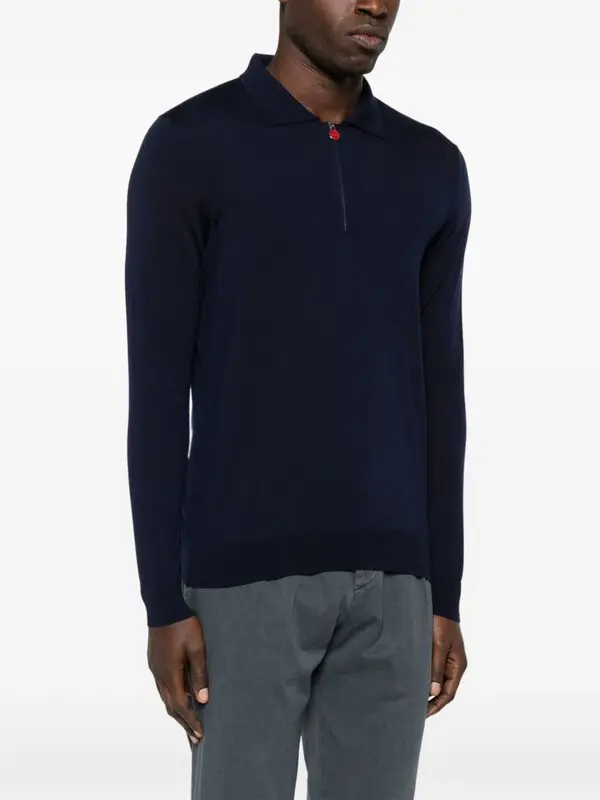 Kiton Fine-knit Polo Shirt - Blue