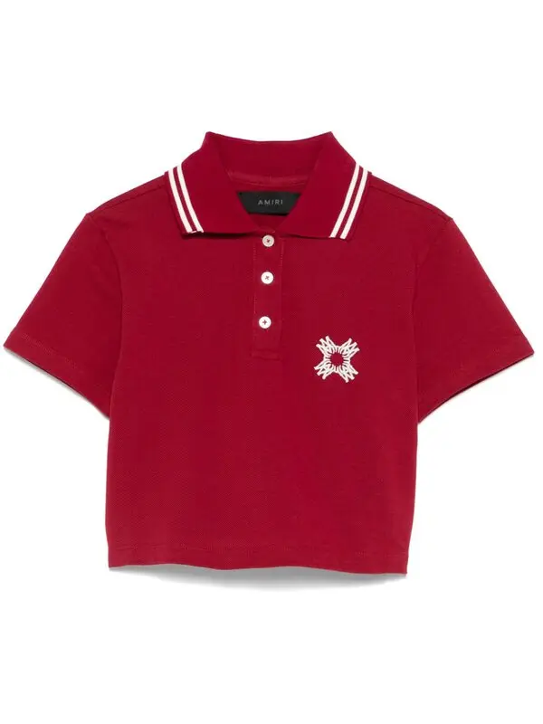 Amiri Ma Quad Cropped Polo Top - Red