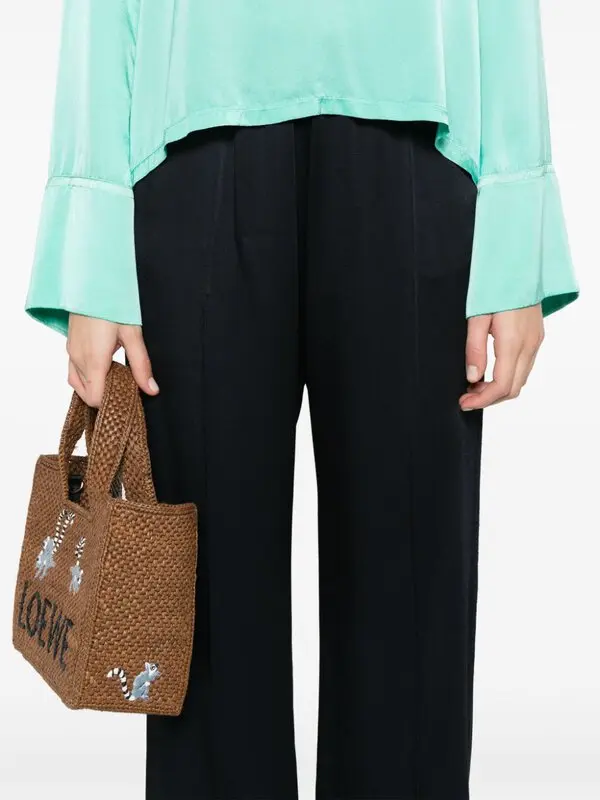 FORTE_FORTE Satin Straight-leg Trousers - Blue