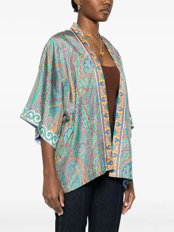 Etro Paisley-print Open-front Jacket - Blue